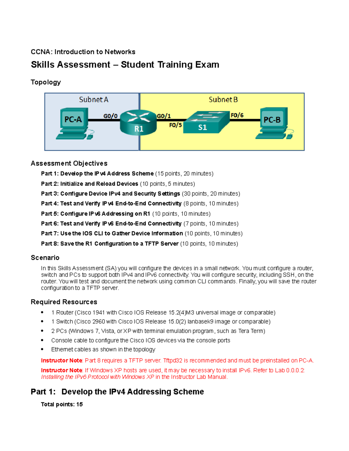 En ITN Skills Assessment-Student Exam - CCNA: Introduction to Networks Skills Assessment ...