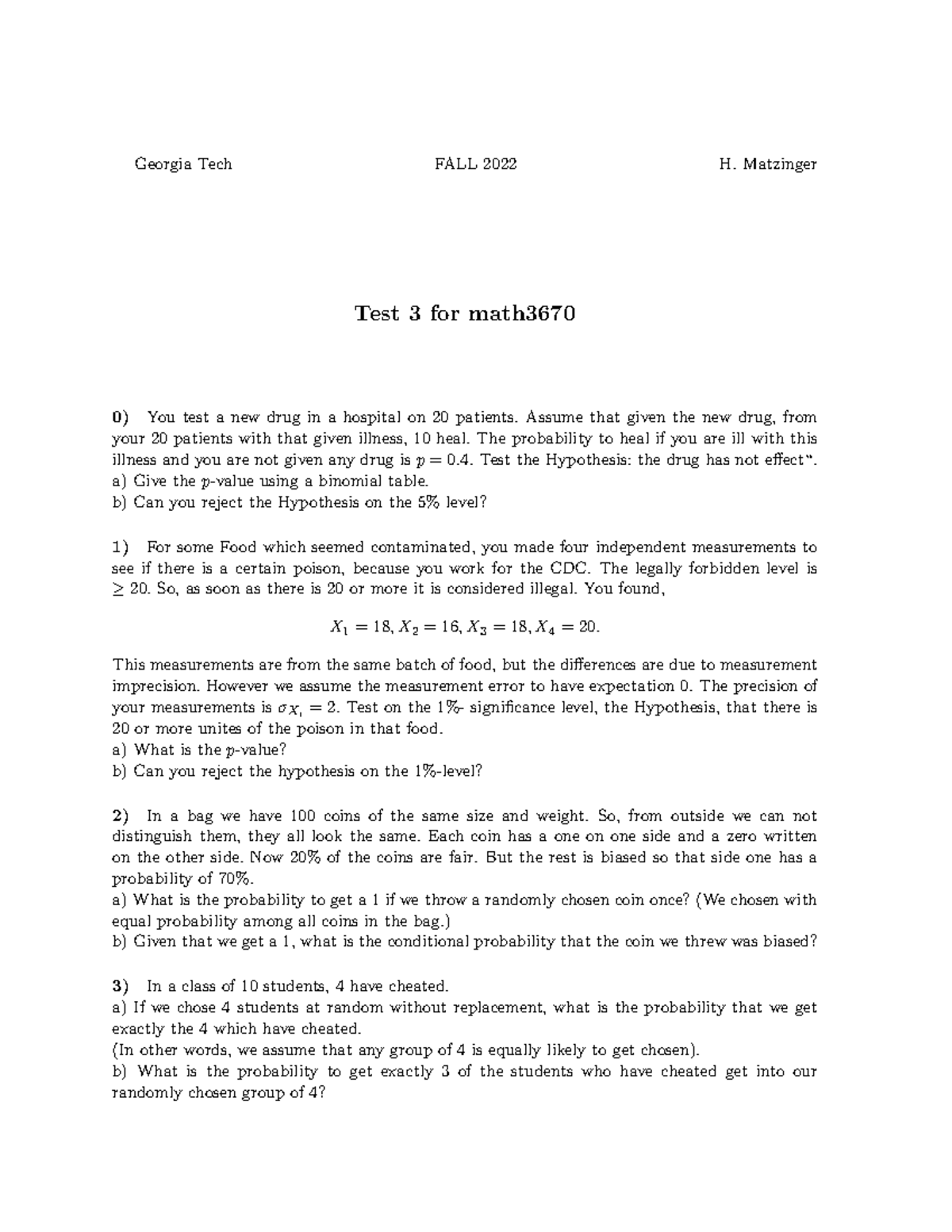 Onlinetest 3math3670 - Practice Test - Georgia Tech FALL 2022 H ...