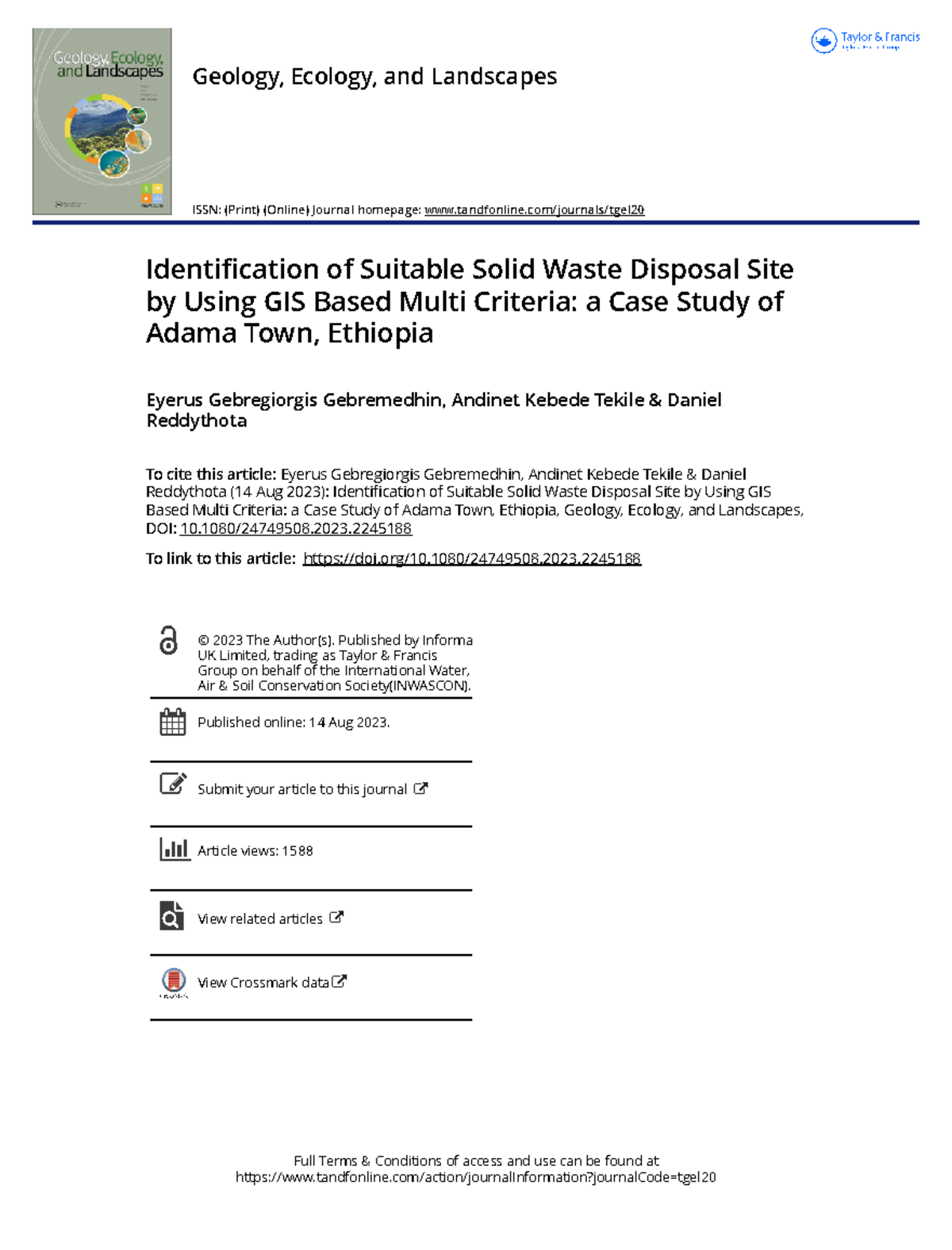 Identification of Suitable Solid Waste Disposal Site by Using GIS Based ...