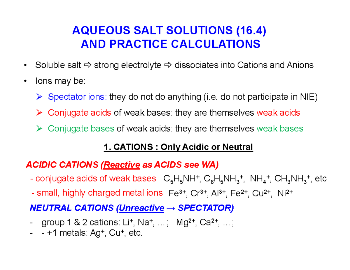5. Aqueous Solutions and Salts Slides - AQUEOUS SALT SOLUTIONS (16) AND ...