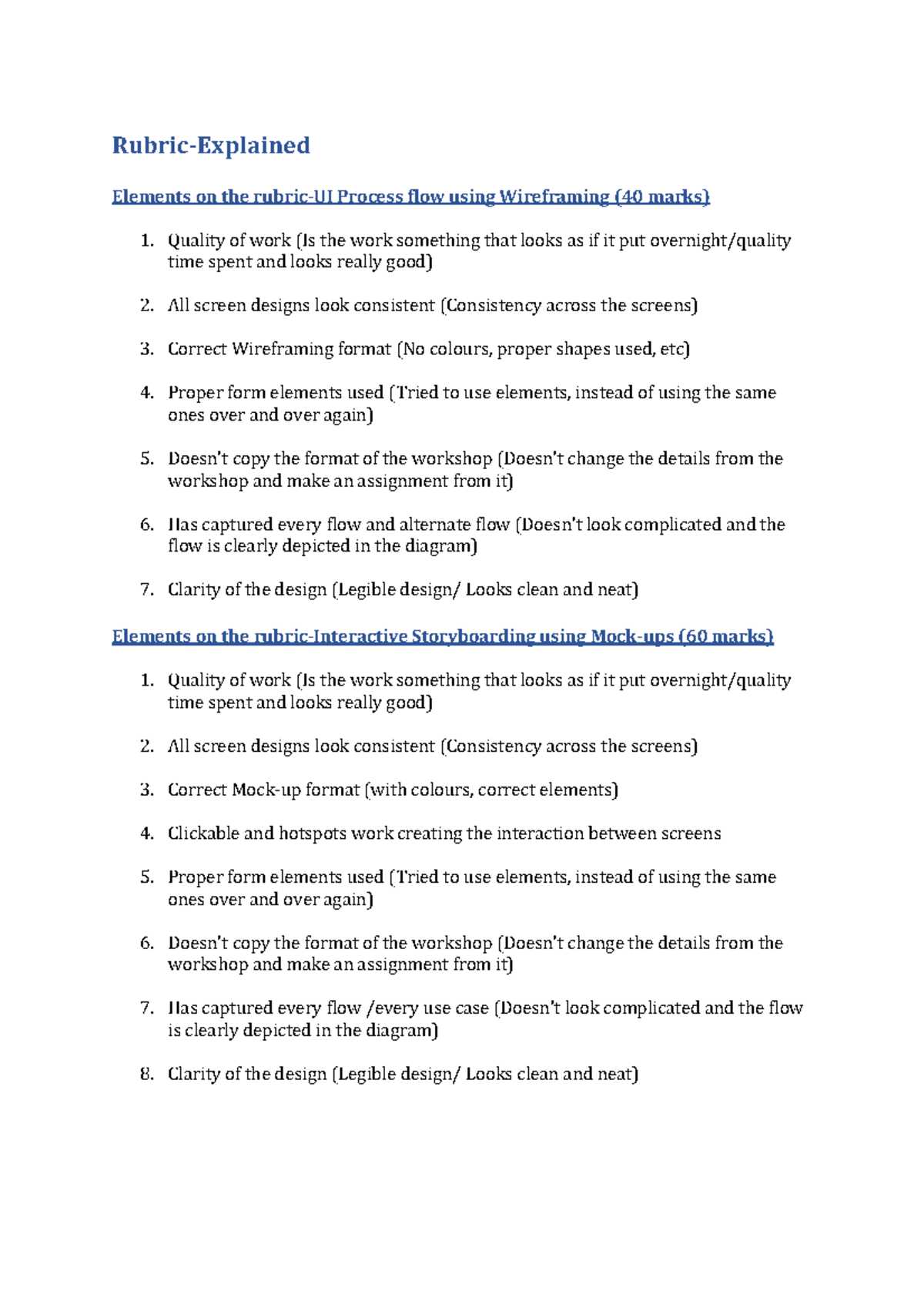 A2 Rubric Explained - practical question - Rubric-Explained Elements on ...
