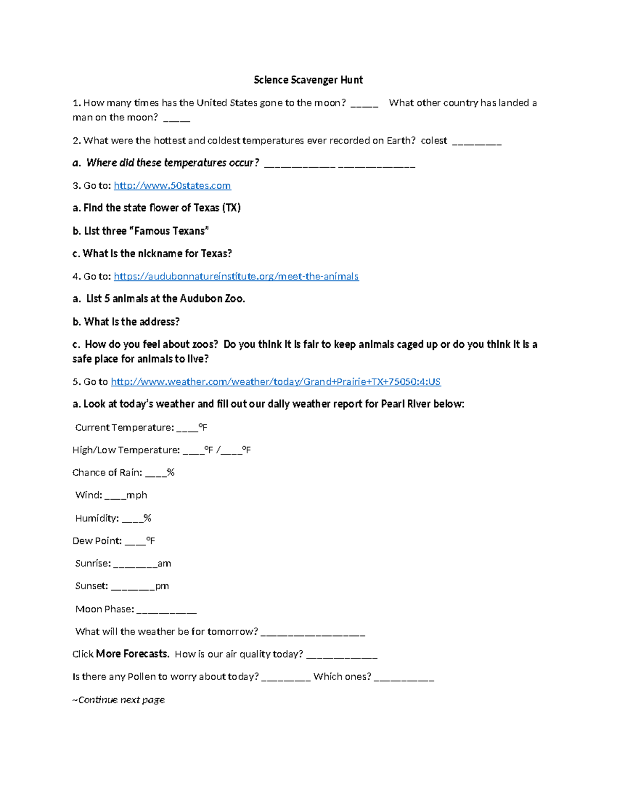 Science Scavenger Hunt - Science Scavenger Hunt How many times has the ...