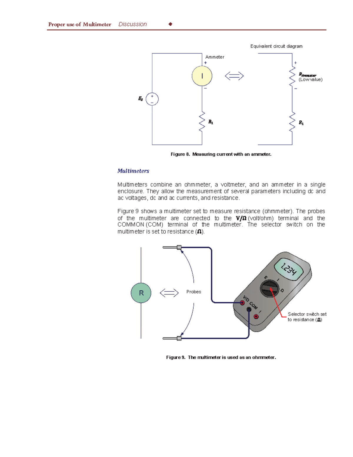 Proper use of Multimeters - 1SPQFS VTF PG .VMUJNFUFS Discussion Figure ...