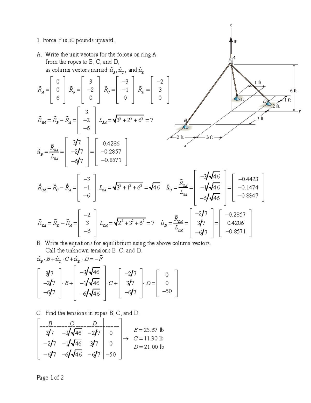 P170 midterm 2022 makeup sols - Force F is 50 pounds upward. A. Write ...