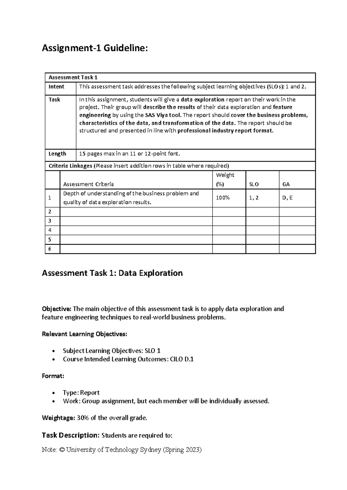 Assignment-1 Guideline-1 - Assignment-1 Guideline: Assessment Task 1 ...