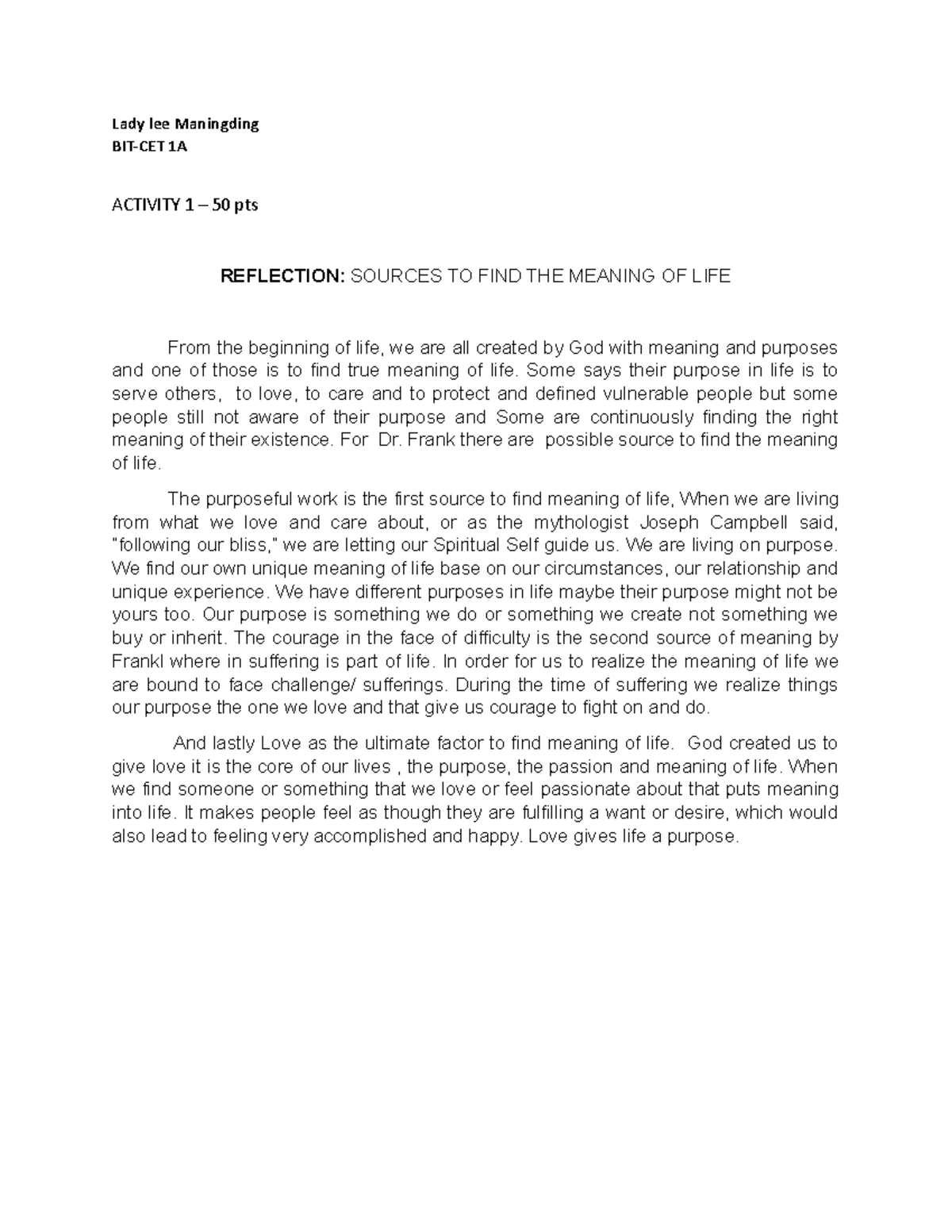 Reflection - Lady lee Maningding BIT-CET 1A ACTIVITY 1 – 50 pts ...