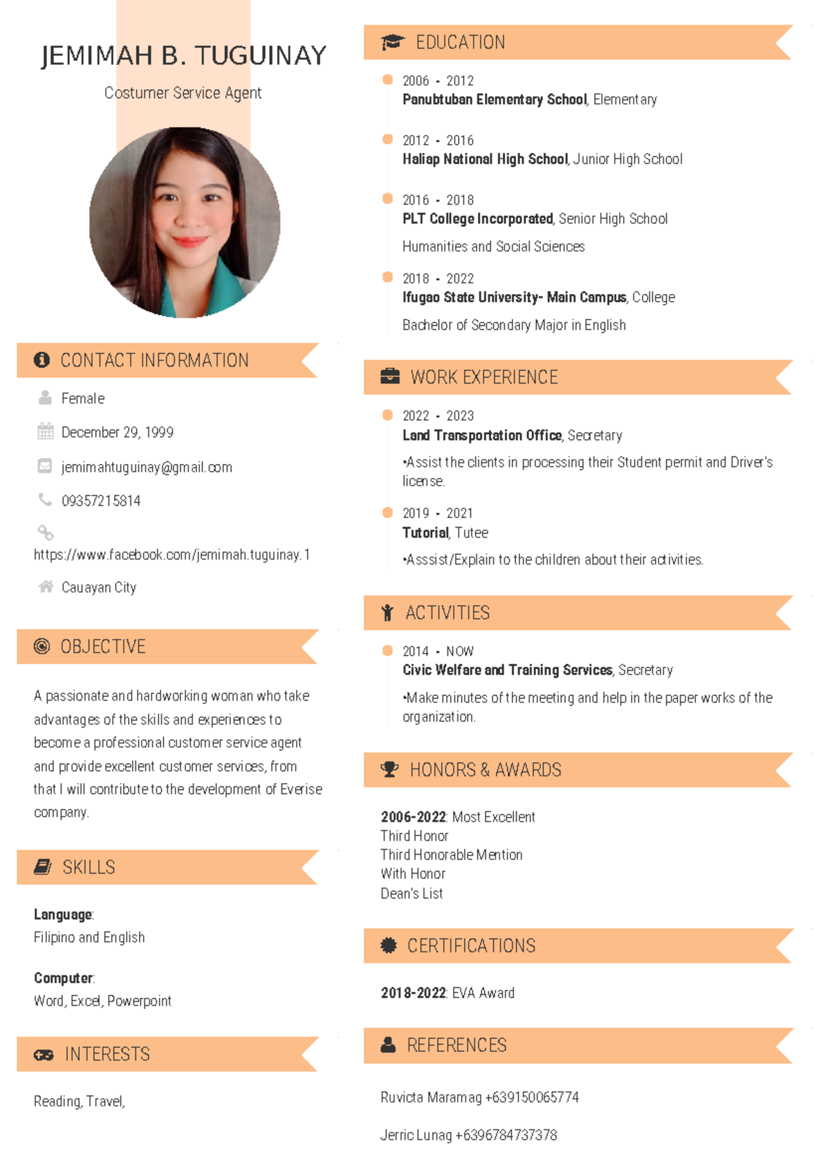 My curriculum vitae - Ruvicta Maramag + Jerric Lunag + 2006-2022: Most ...