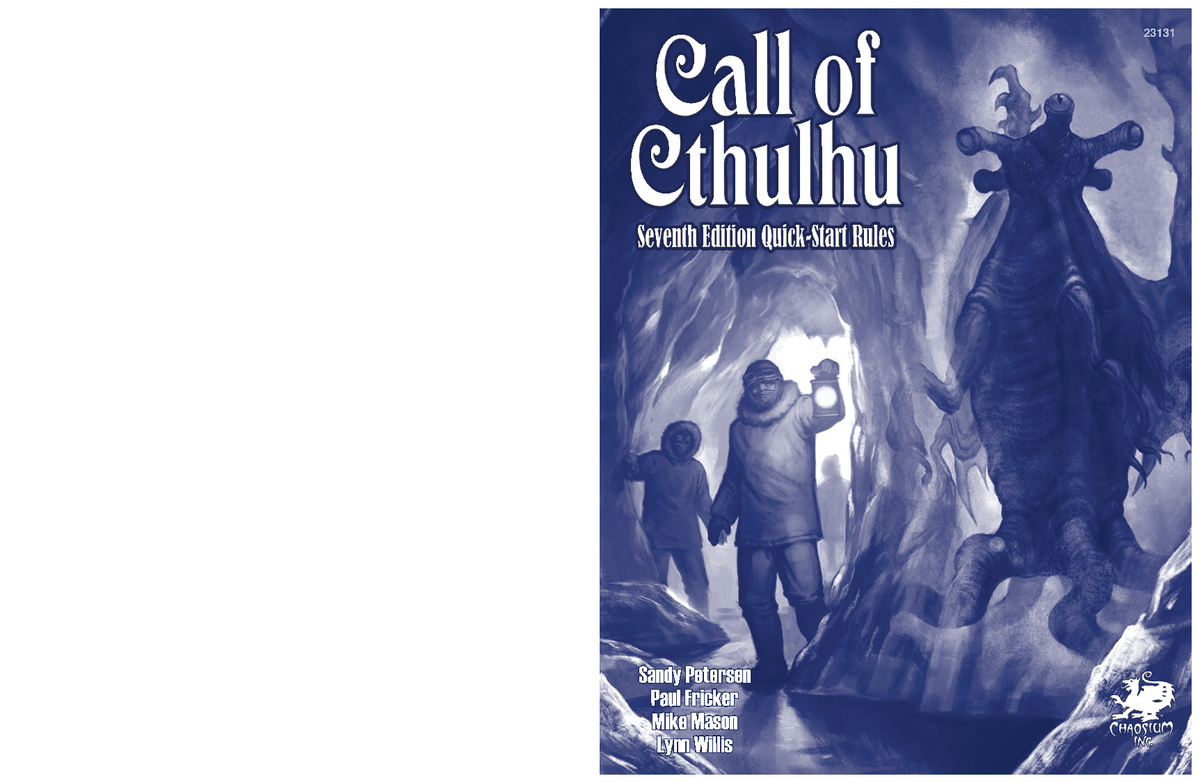 CHA23131 Call of Cthulhu 7th Edition Quick-Start Rules - QUICKSTART ...