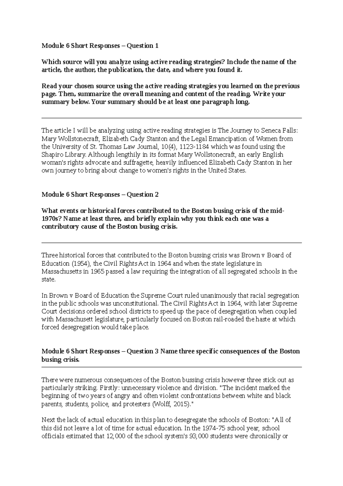 Brittney Collins HIS 200 Applied History 6 - Module 6 Short Responses ...