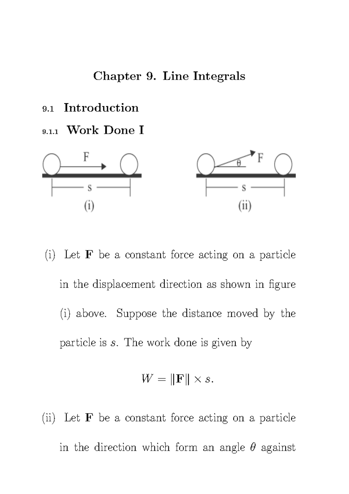 Chapter 9 - MA1505 - Chapter 9. Line Integrals 9 Introduction 9.1 Work ...