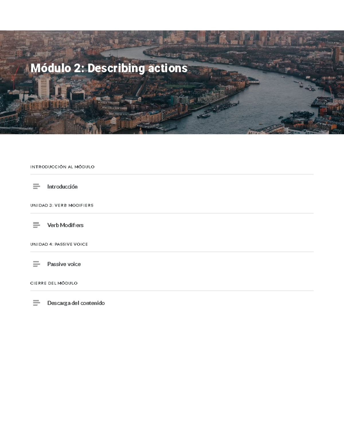 Modulo 2 describing actions - INTRODUCCIÓN AL MÓDULO UNIDAD 3: VERB ...