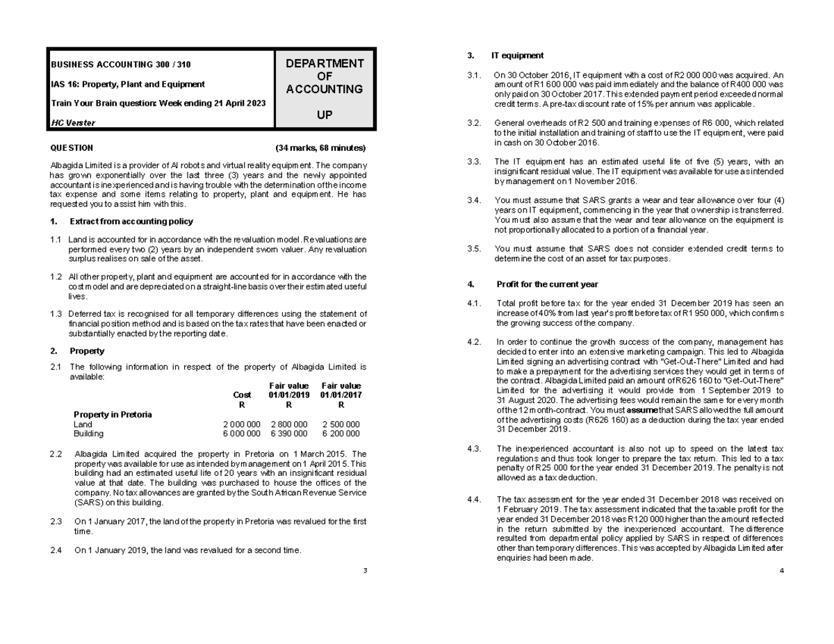 TYB question for week ending 21 April 2023 - 3 BUSINESS ACCOUNTING 300 ...