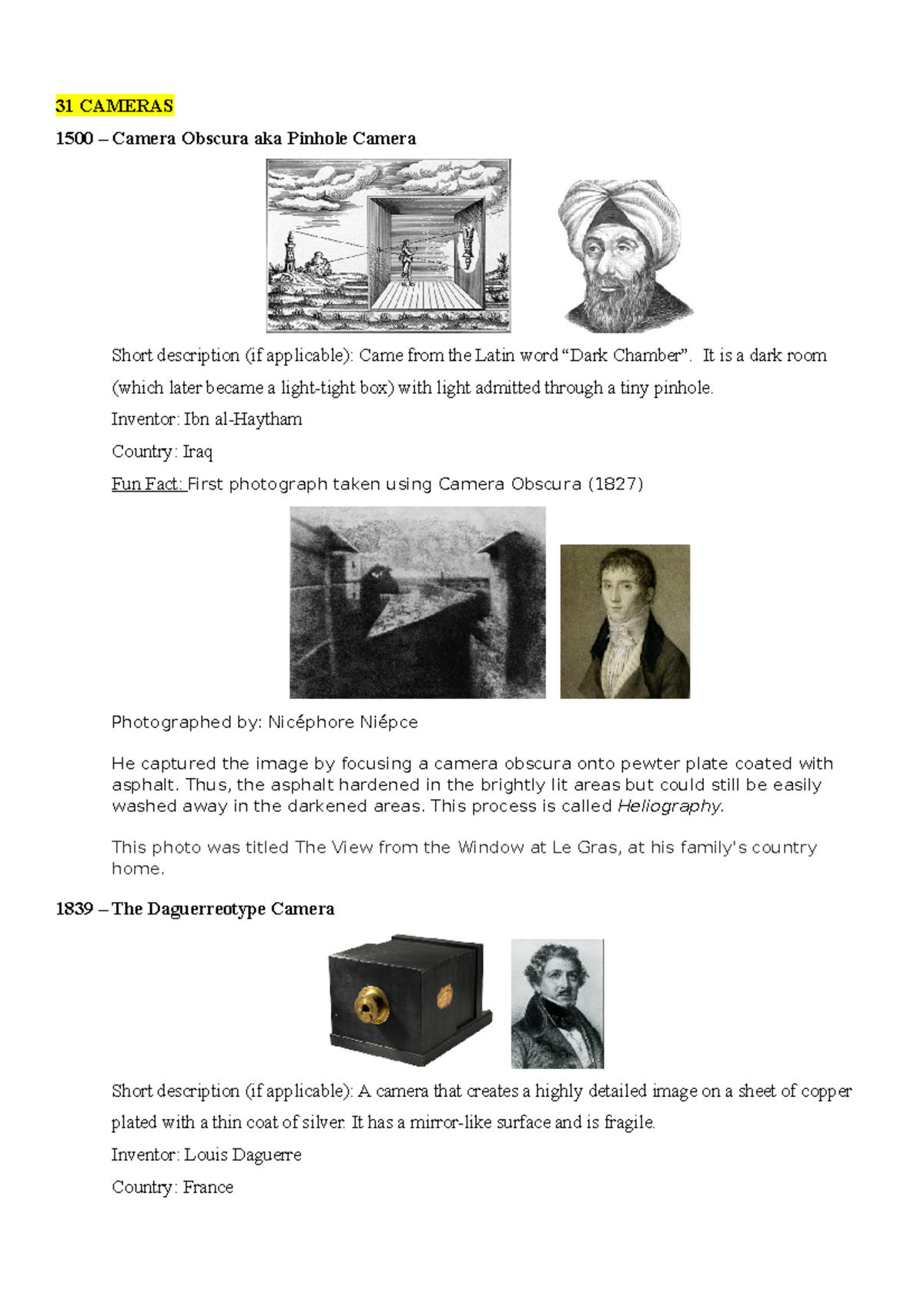 Evolution OF Camera & PEN - 31 CAMERAS 1500 – Camera Obscura aka ...