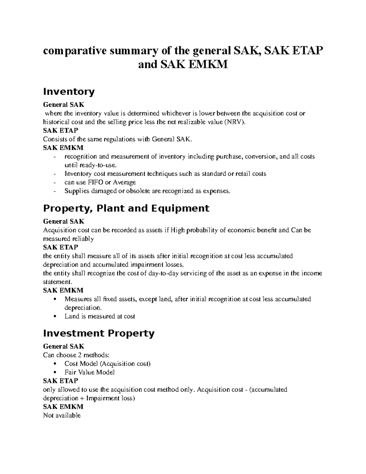 PSAKETAPComparison - comparative summary of the general SAK, SAK ETAP ...