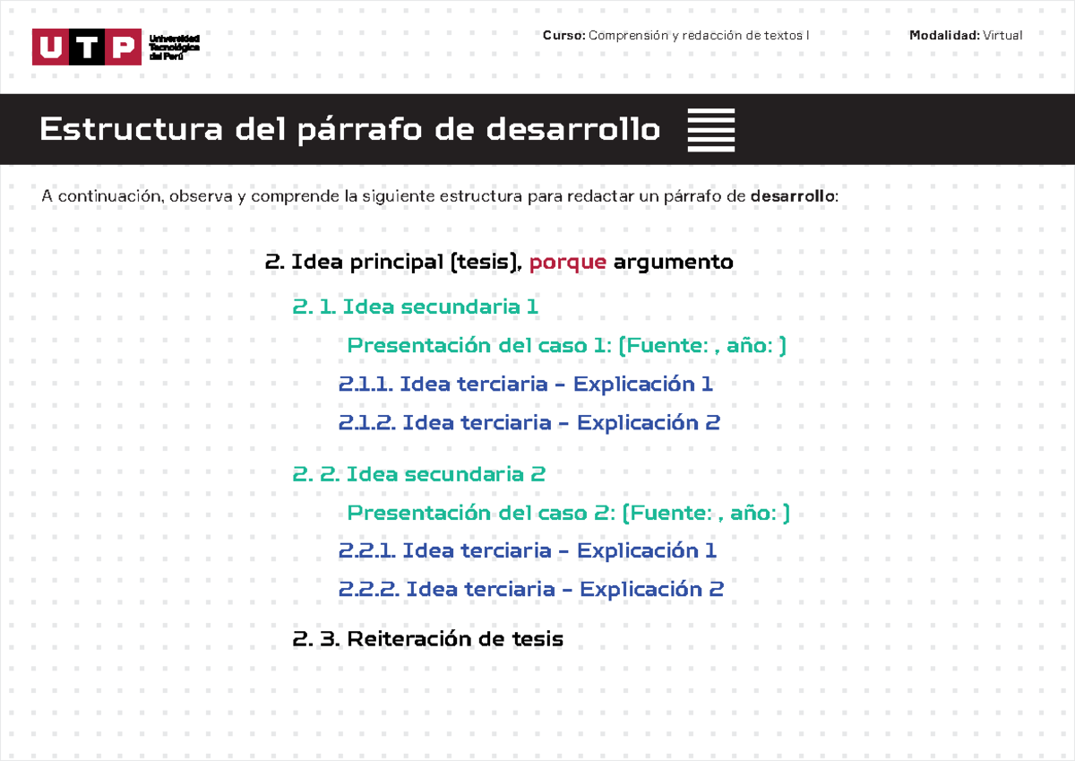 Desarrollo - teoria - Curso: Comprensión y redacción de textos I ...
