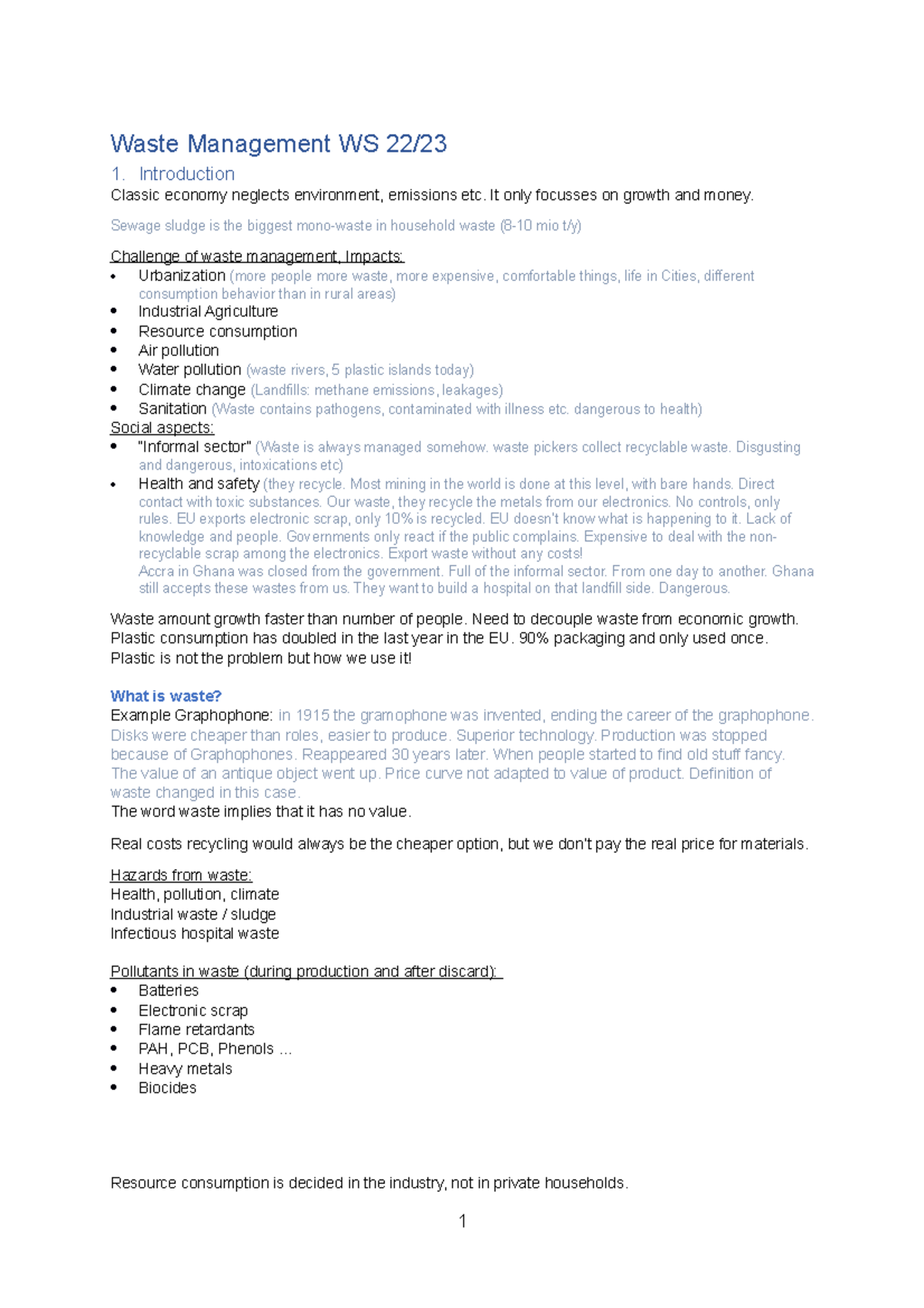 Exampreparation - Wintersemester 22/23 - Waste Management WS 22/ 1 ...