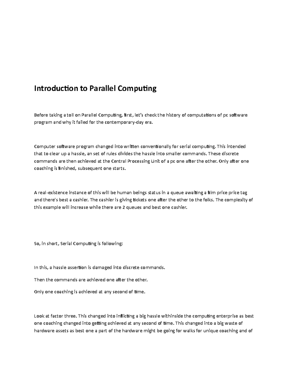 Introduction to Parallel Computing - Computer software program changed ...