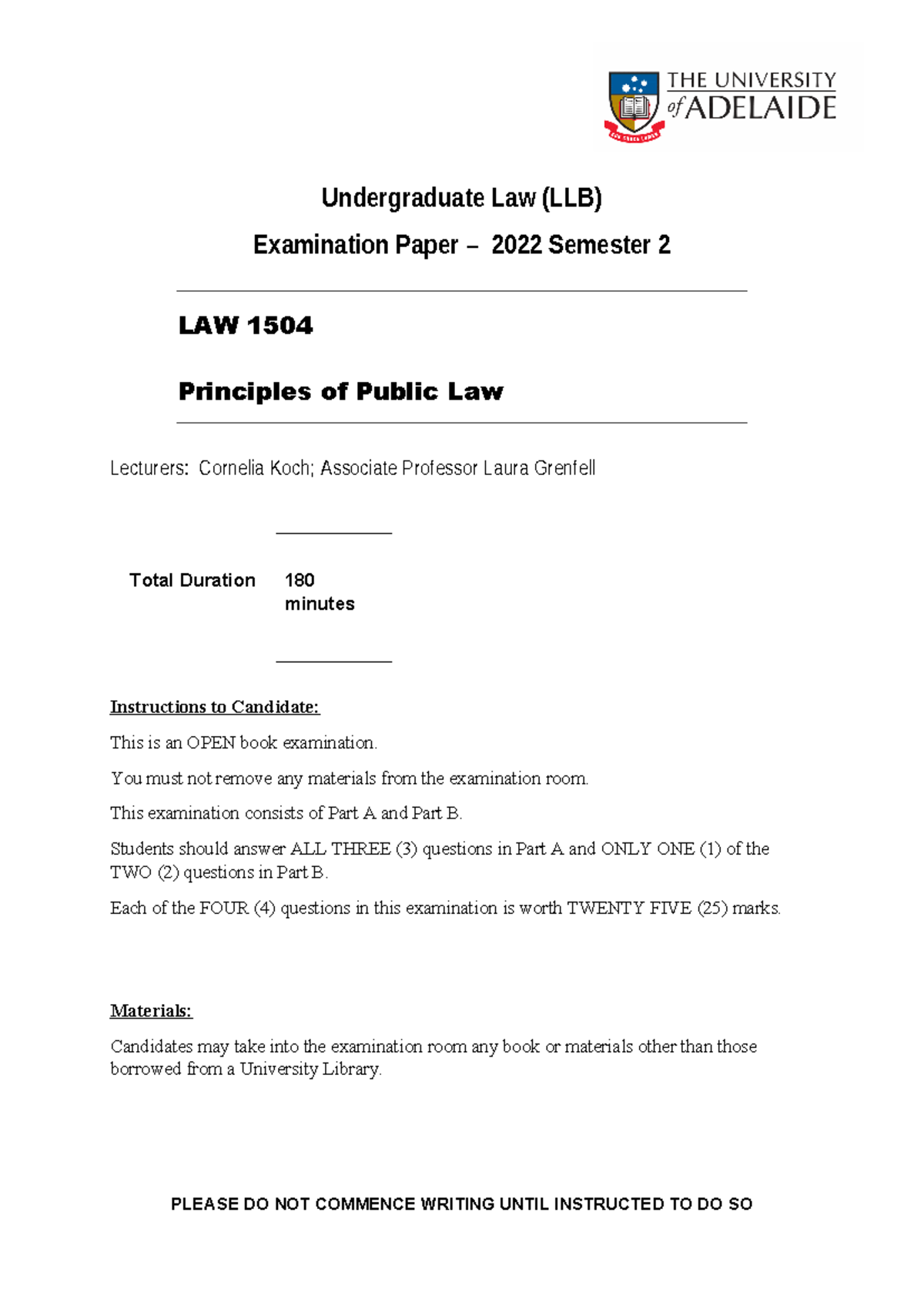 PPL Primary Exam 2022 - practice exam 2022 - Undergraduate Law (LLB ...
