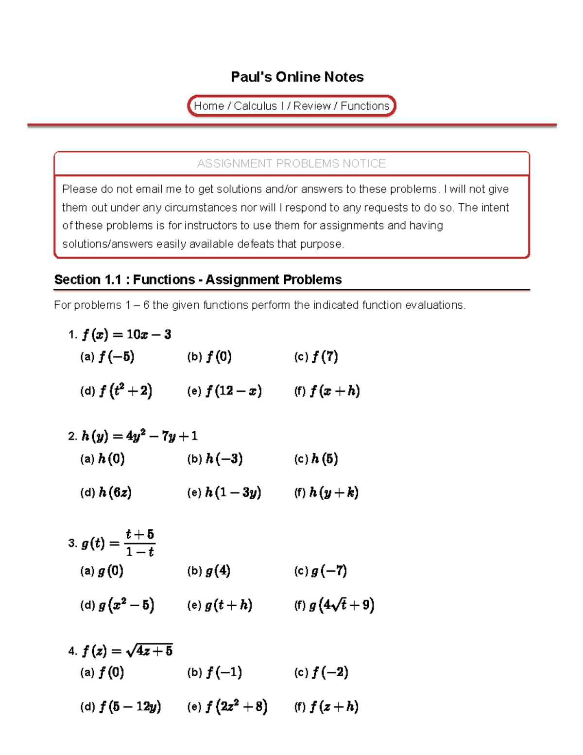 Calculus I - Functions (Assignment Problems) - Mat135H1 - U of T - Studocu