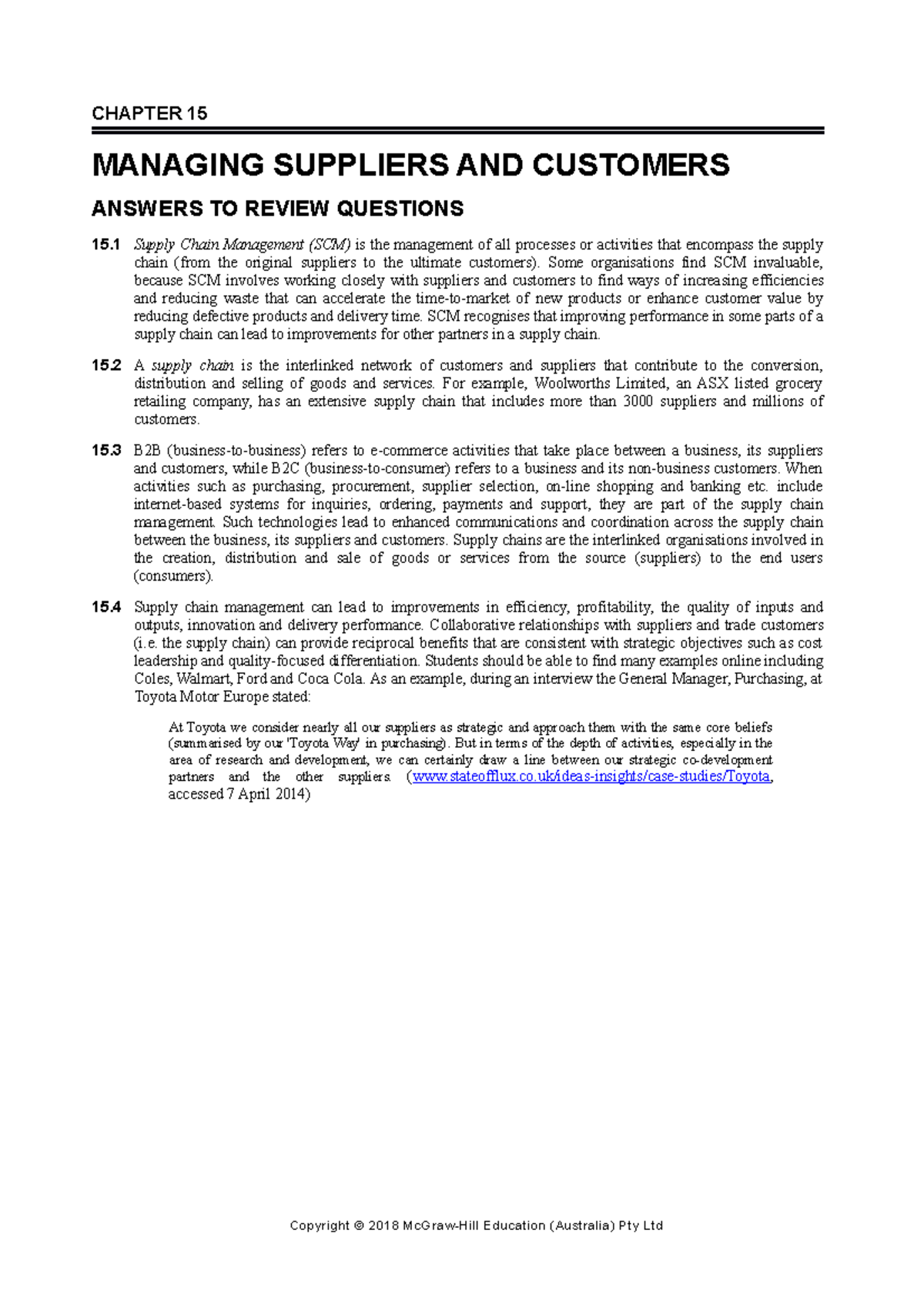 Langfield Smith 8e IRM Ch15 - CHAPTER 15 MANAGING SUPPLIERS AND CUSTOMERS ANSWERS TO REVIEW ...