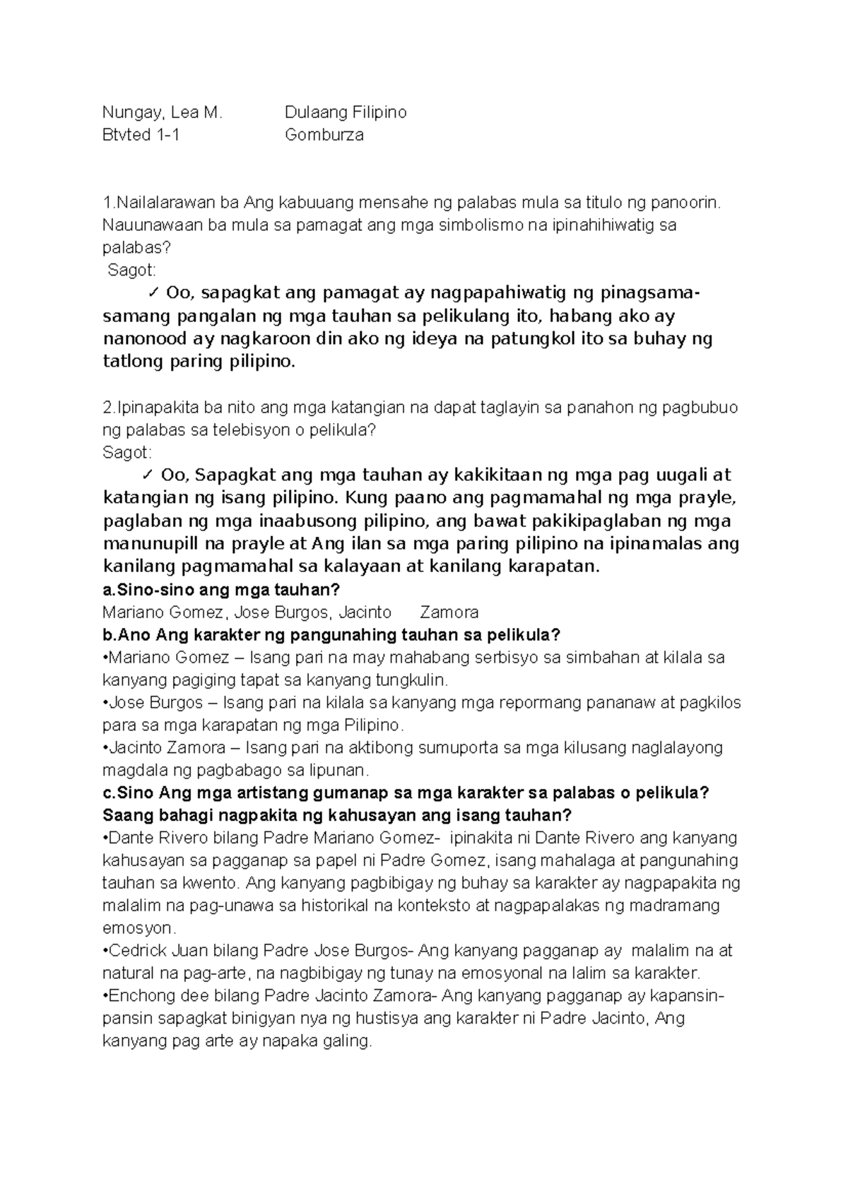 Lea Nungay-Dulaan - dulaan subject movie review - Nungay, Lea M ...