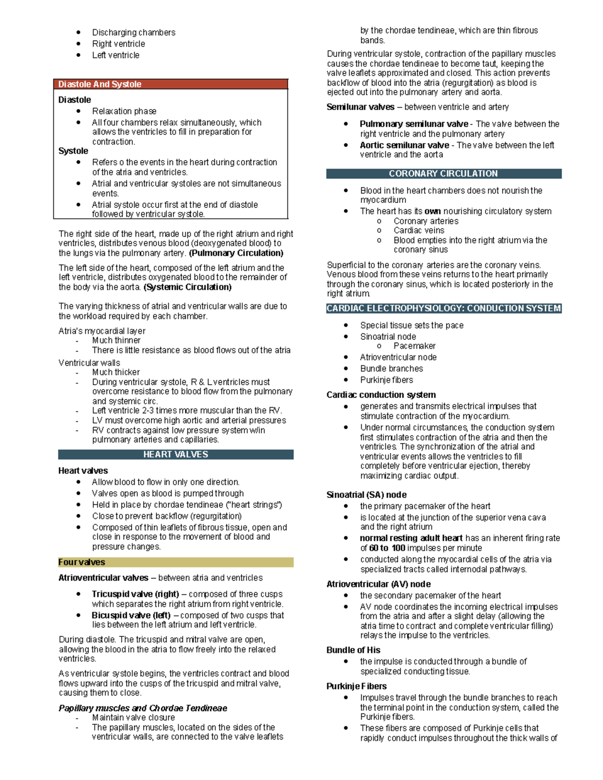 1 Cardiovascular-and-Circulatory-Function - Discharging chambers Right ventricle Left - Studocu