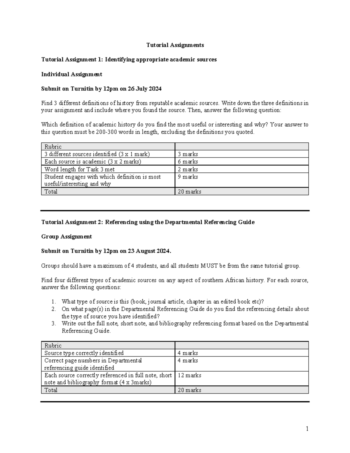 HIST1644Tutorial Assignments and Final essay Final 2024 - 1 Tutorial Assignments Tutorial ...
