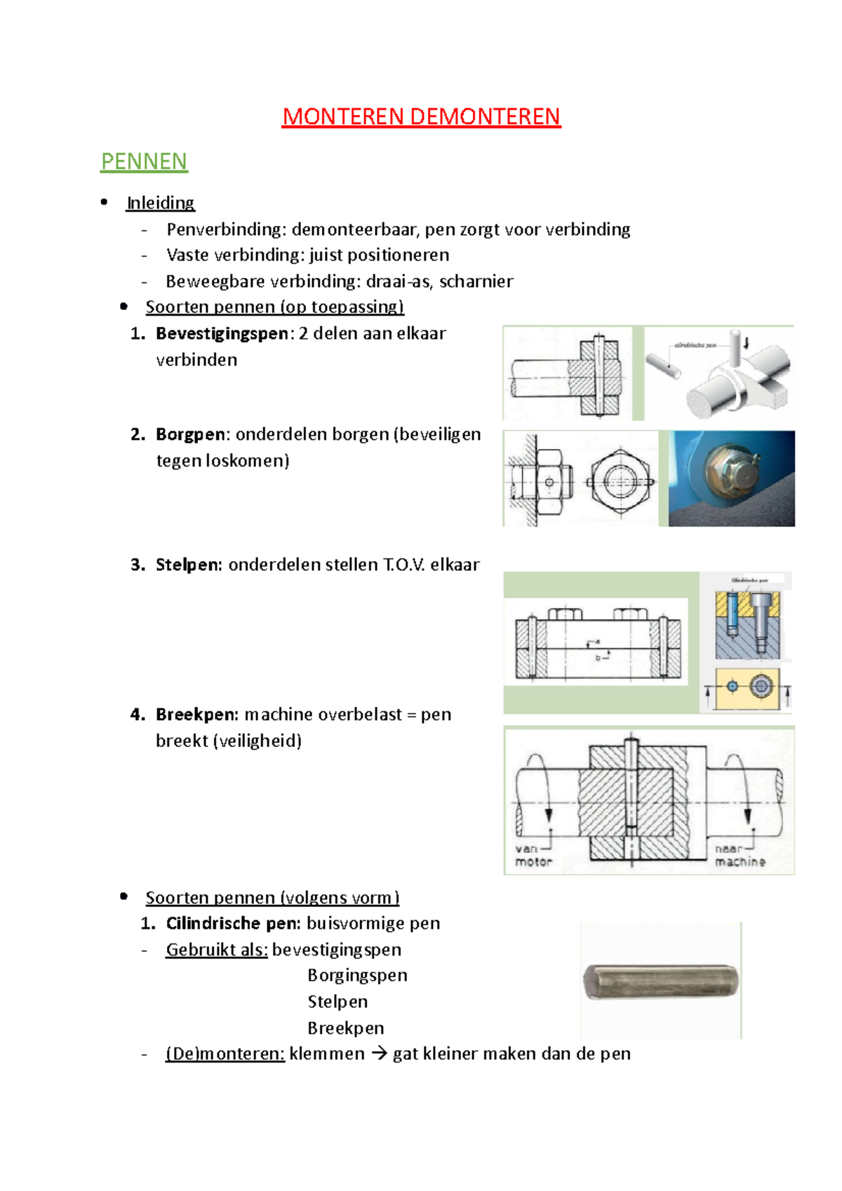 Monteren Demonteren - goede samenvatting - MONTEREN DEMONTEREN PENNEN ...