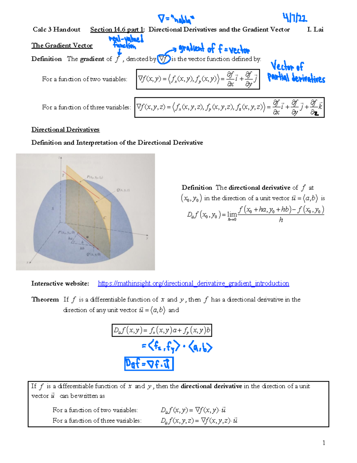 Definition and Interpretation of the Directional Derivative - 1 Calc 3 ...