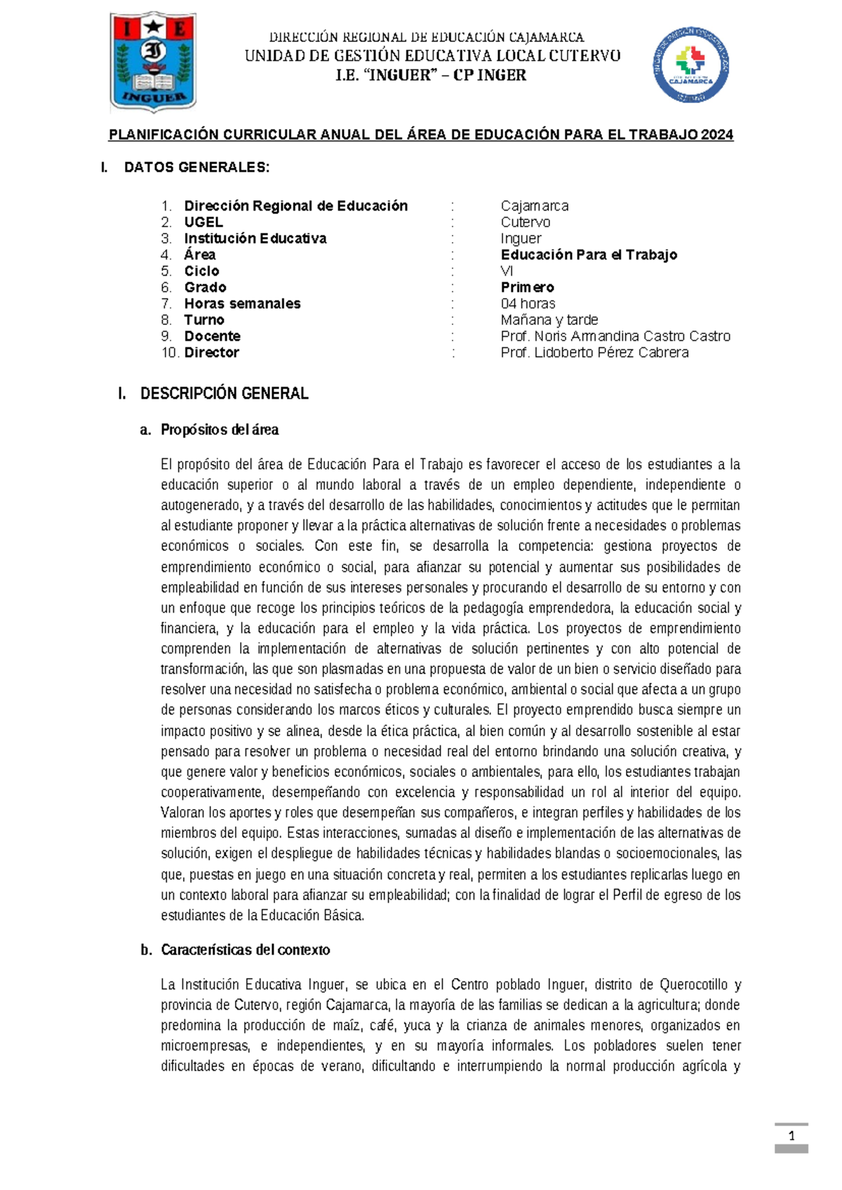Programacion anual de EPT 2024 1er ok - UNIDAD DE GESTIÓN EDUCATIVA ...