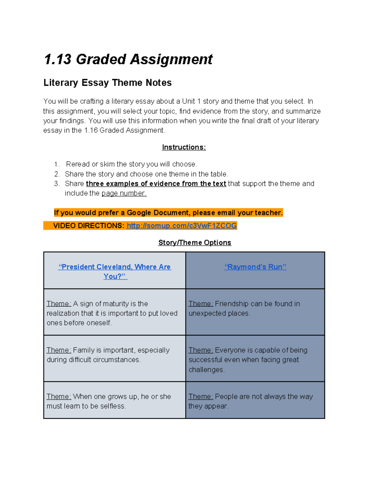 1.13 Graded Assignment Outline - 1 Graded Assignment Literary Essay ...
