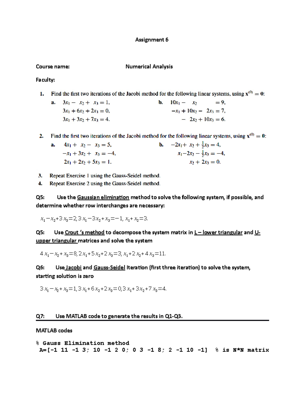 Exam 2017, questions - Assignment 6 Course name: Numerical Analysis ...