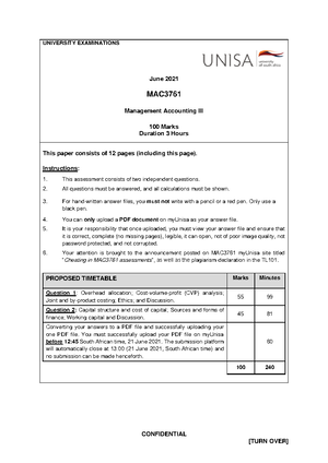 MAC3761 Test 1 2023 TL201 - Tutorial Letter 201/0/ MANAGEMENT ...