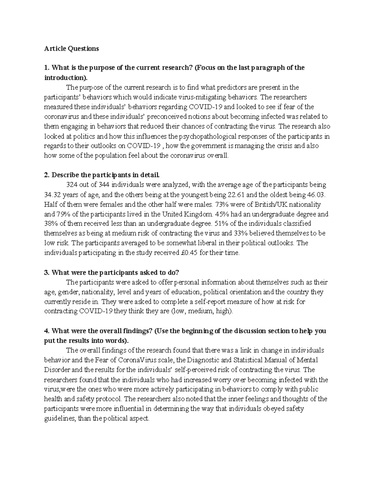 Article Questions - Chapter based assignments - Article Questions 1 ...