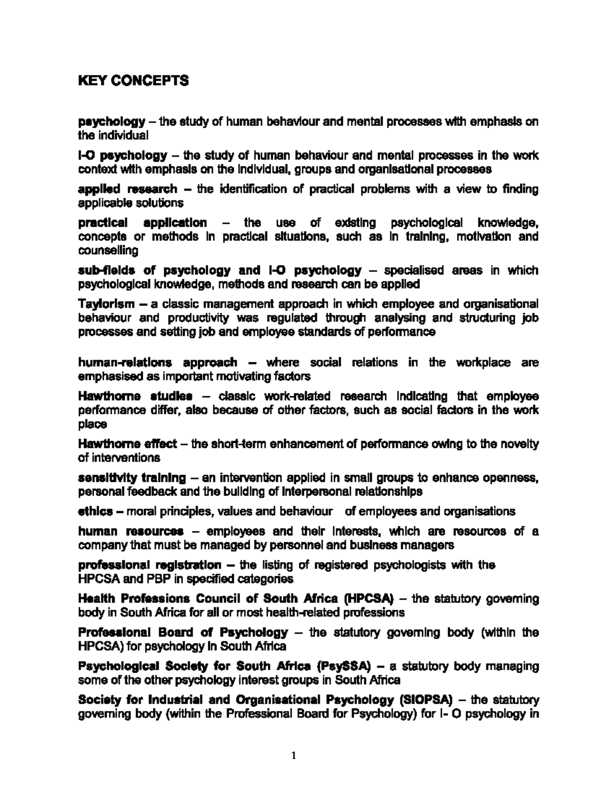 KEY Definitions IOP1501 - IOP1501 - Studocu