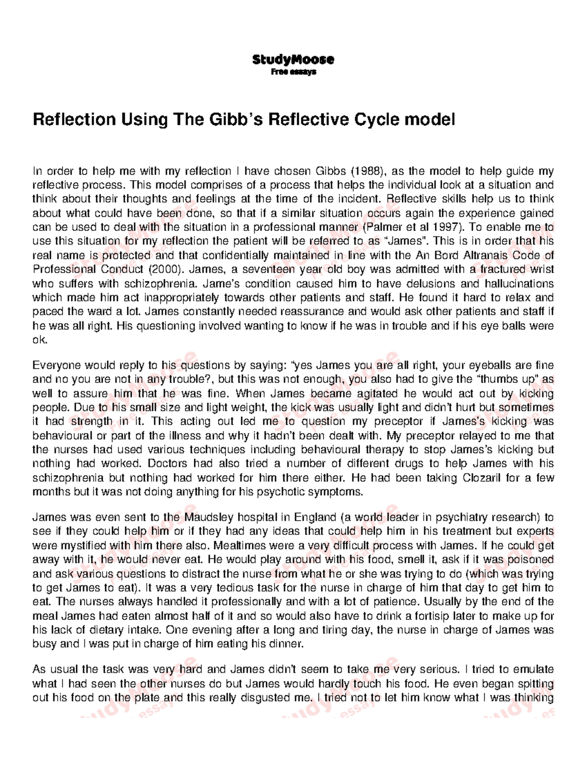 Reflection Using The Gibb’s Reflective Cycle model - This model ...