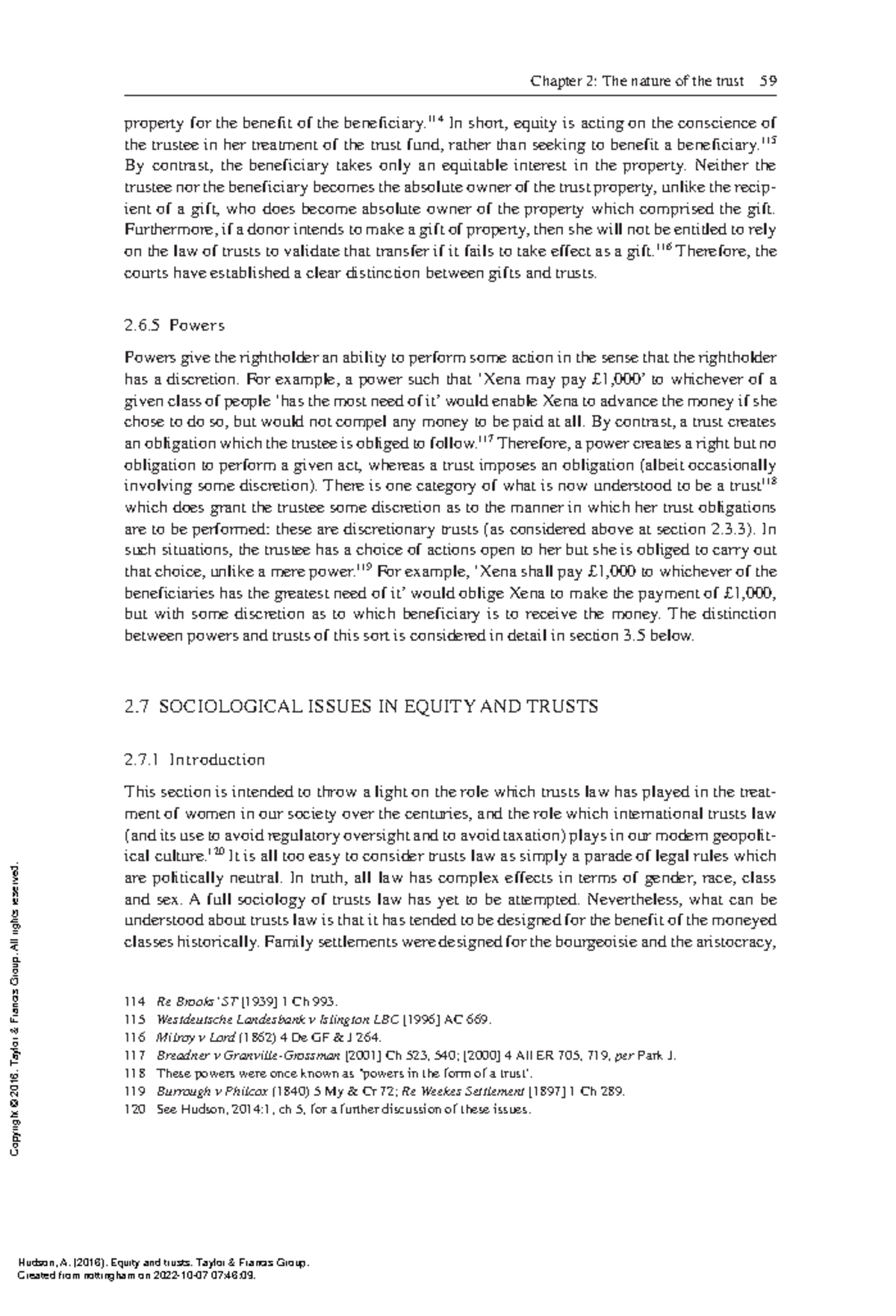 Alastair Hudson Ch 2.7 Sociological Issues in Equity Trusts - Chapter 2 ...