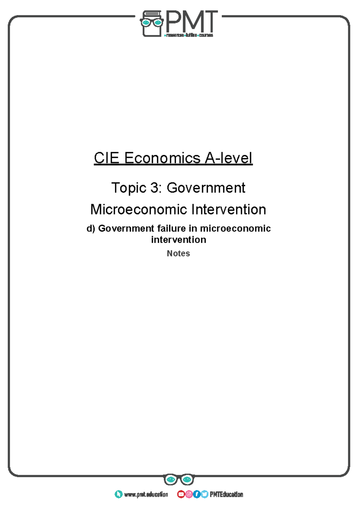 D) Government failure in microeconomic intervention - CIE Economics A ...