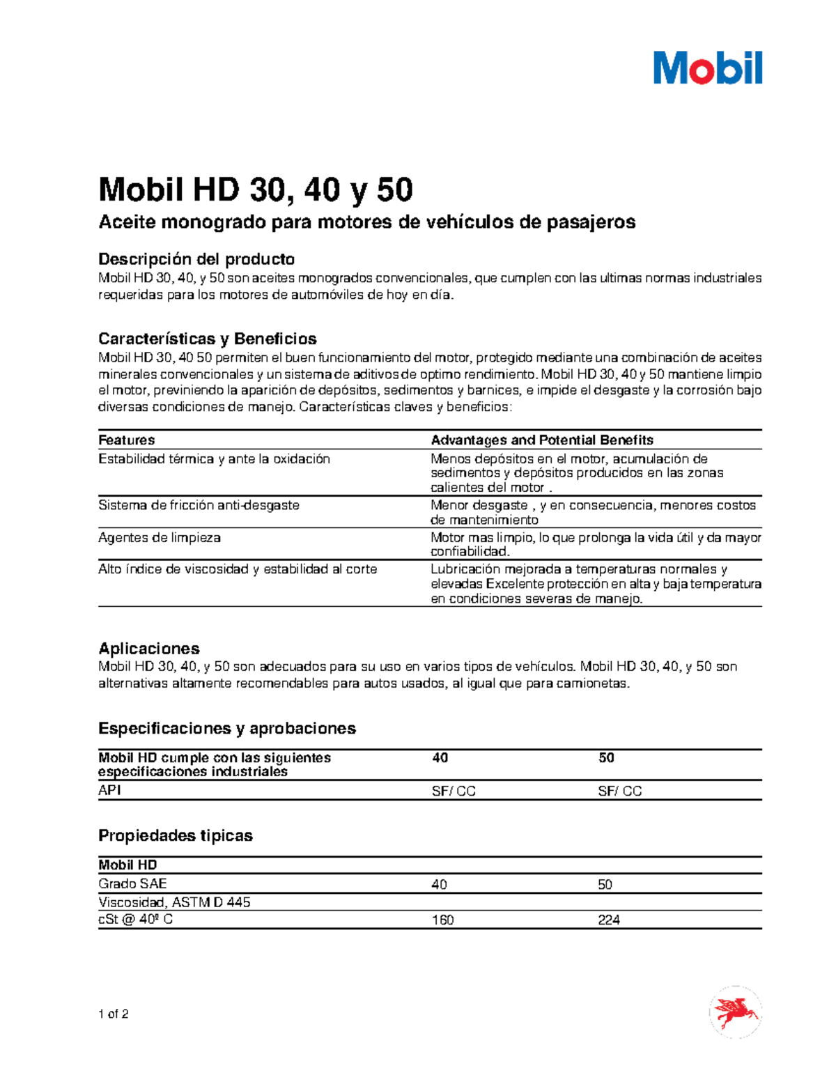 Ficha Tecnica Movil HD 30, 40 Y 50 - Mobil HD 30, 40 y 50 Aceite ...