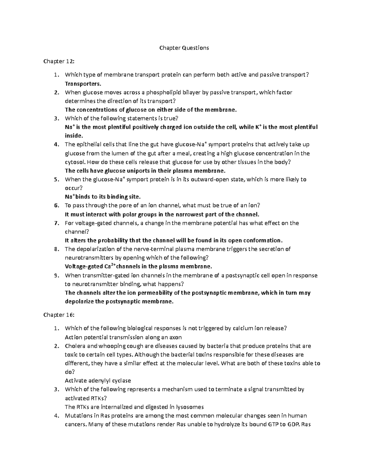 Chapter Questions Cell - Chapter Questions Chapter 12: Which type of ...