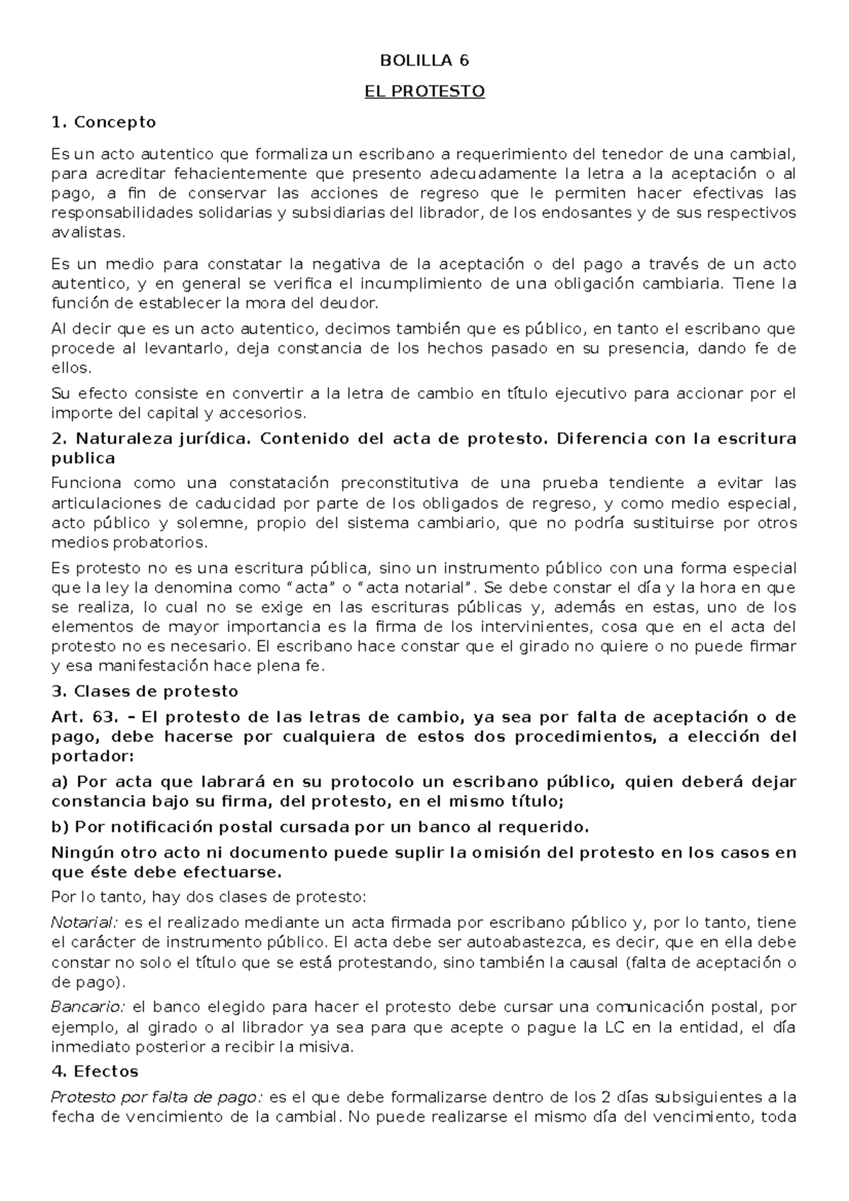 Bolilla 6 - feafaefafe - BOLILLA 6 EL PROTESTO Concepto Es un acto ...