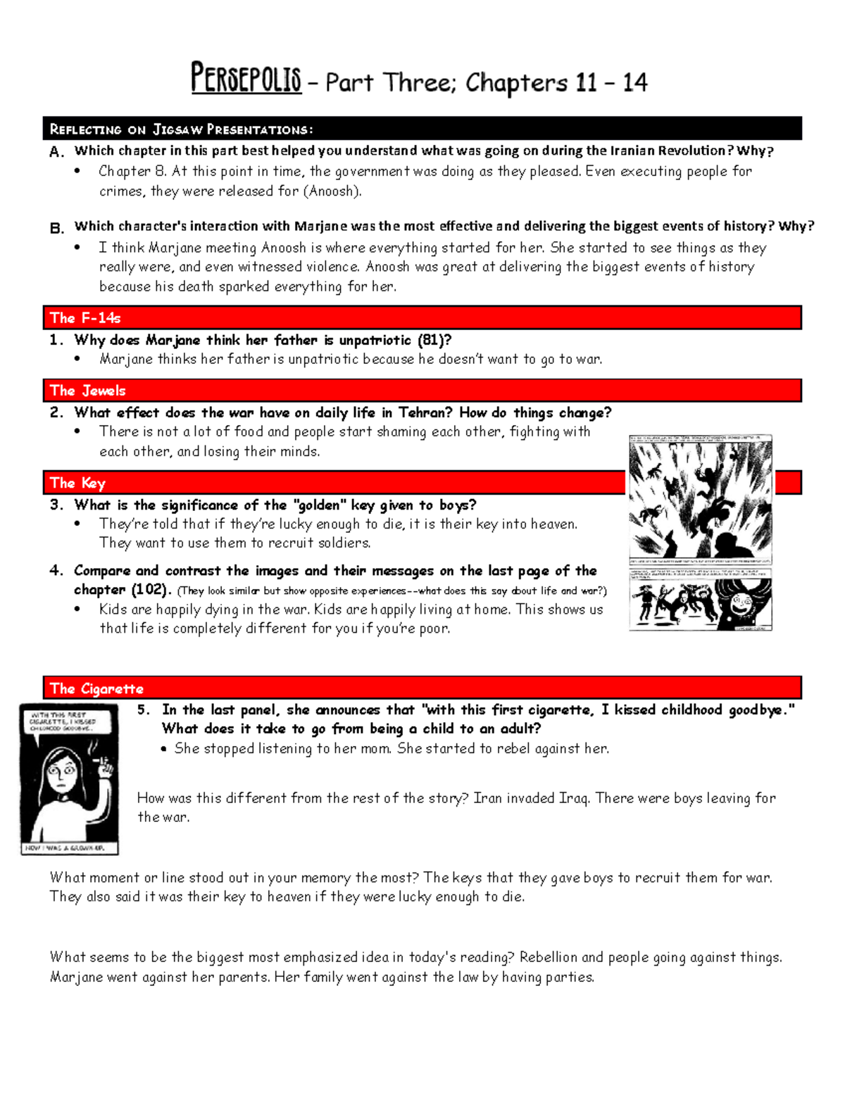Persepolis - Day Three Reading Work - REFLECTING ON JIGSAW ...