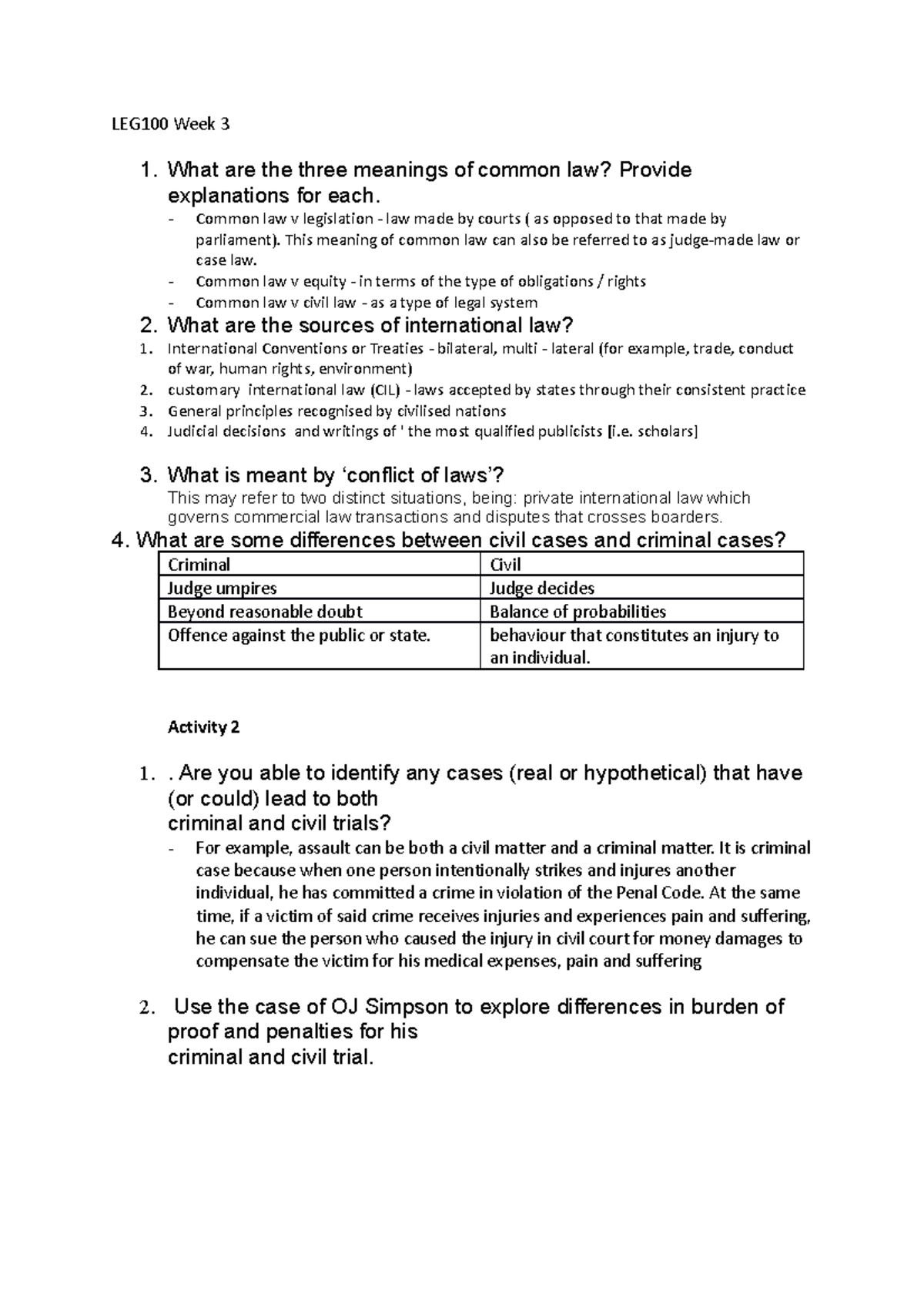 LEG100 Week 3 - Tutorial 3 notes - LEG100 Week 3 1. What are the three ...