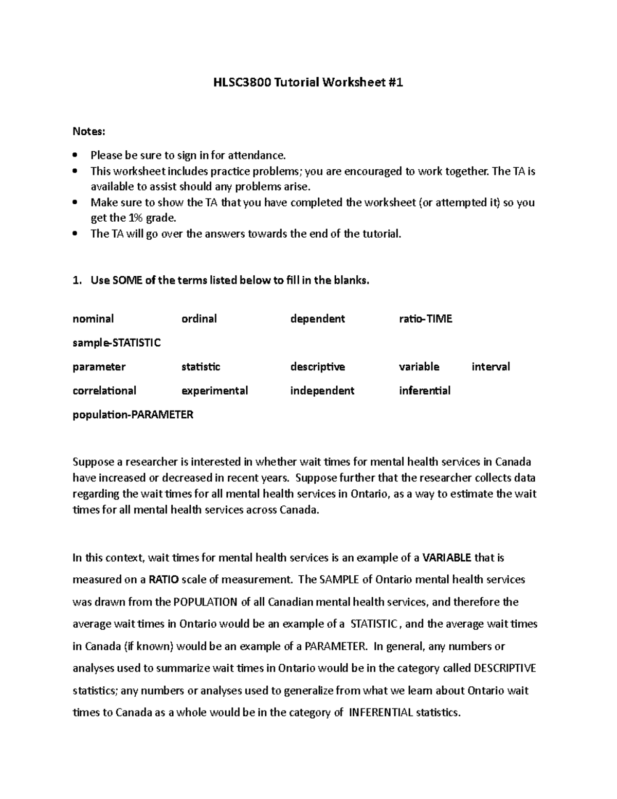 Tutorial 1 - HLSC3800 Tutorial Worksheet Notes: Please be sure to sign ...