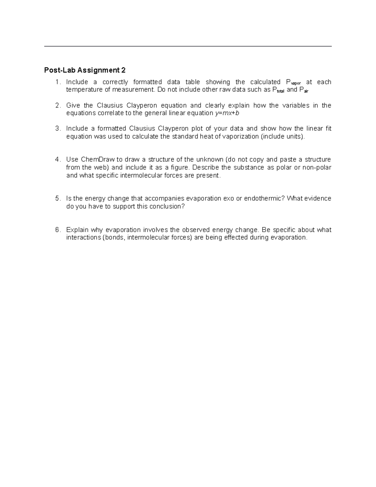 Post Lab Assignment - Post-Lab Assignment 2 Include a correctly ...