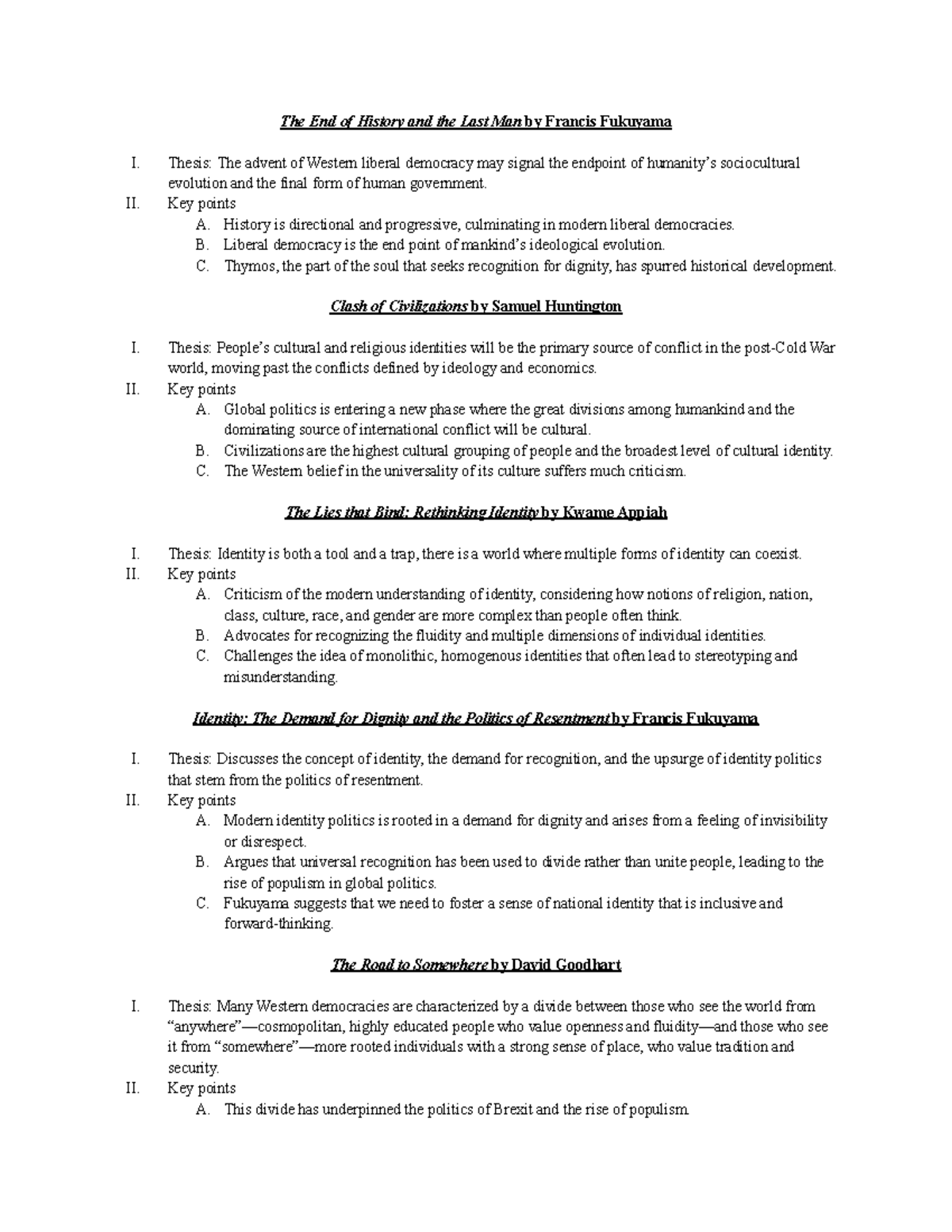 Democracy Midterm Study Guide - The End of History and the Last Man by ...