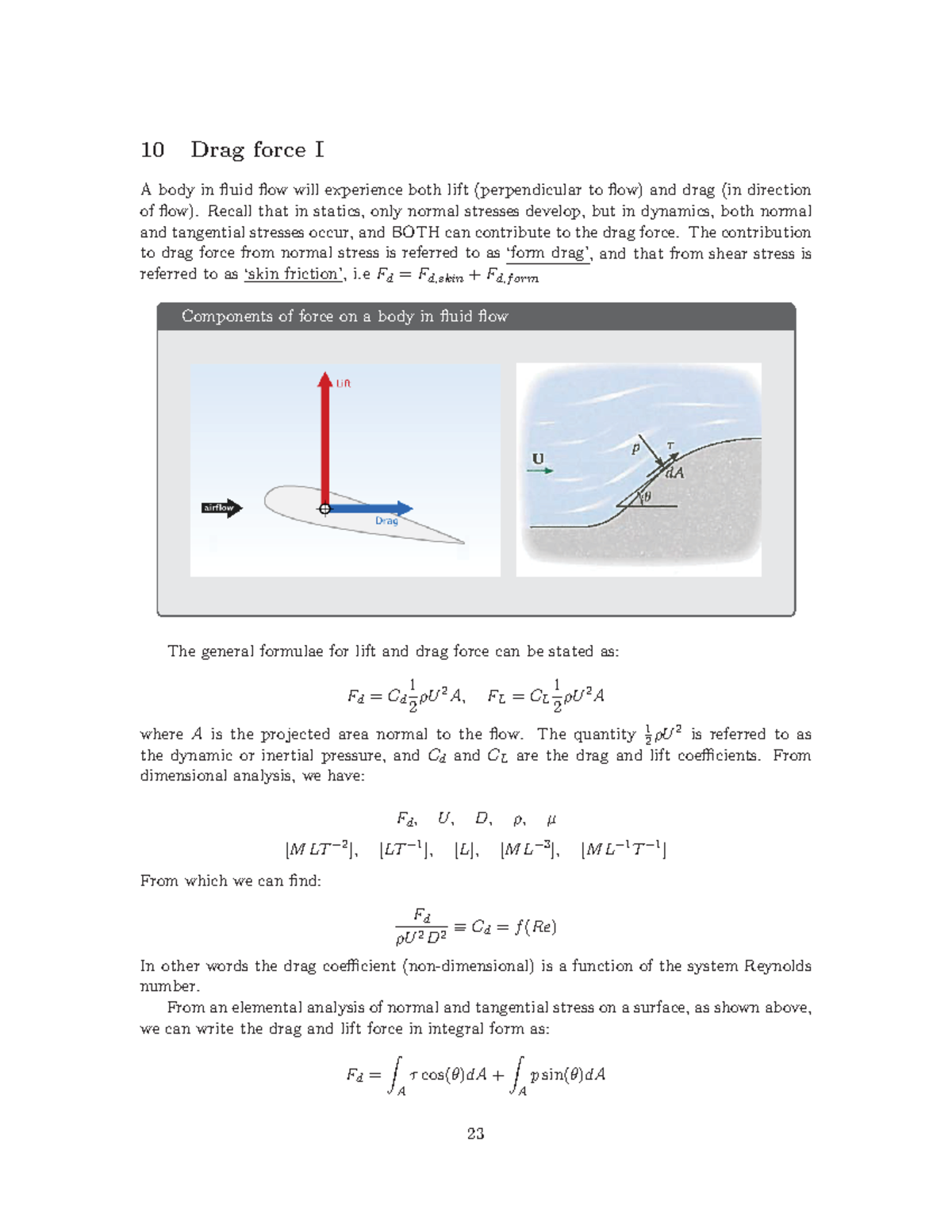 Notes lectures 10 - Drag force on a sphere - 10 Drag force I A body in ...