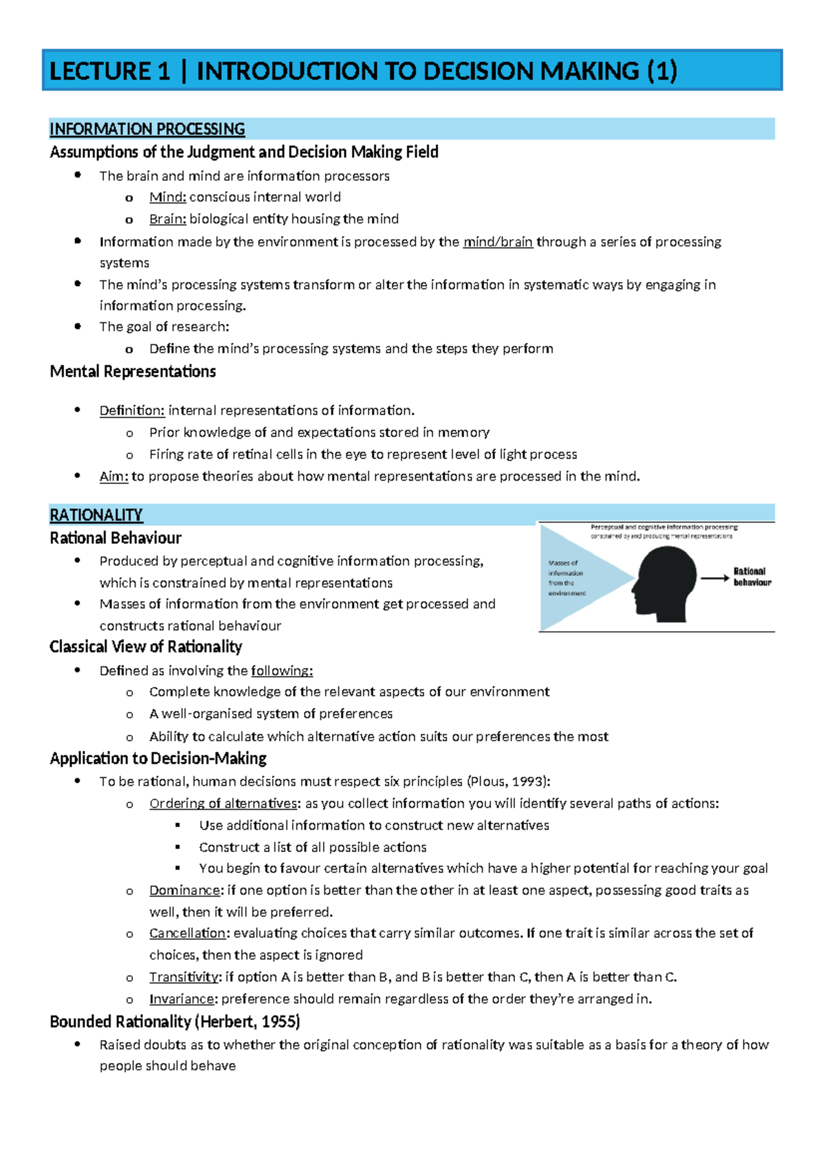 Decision Making - prospect theory - LECTURE 1 | INTRODUCTION TO ...