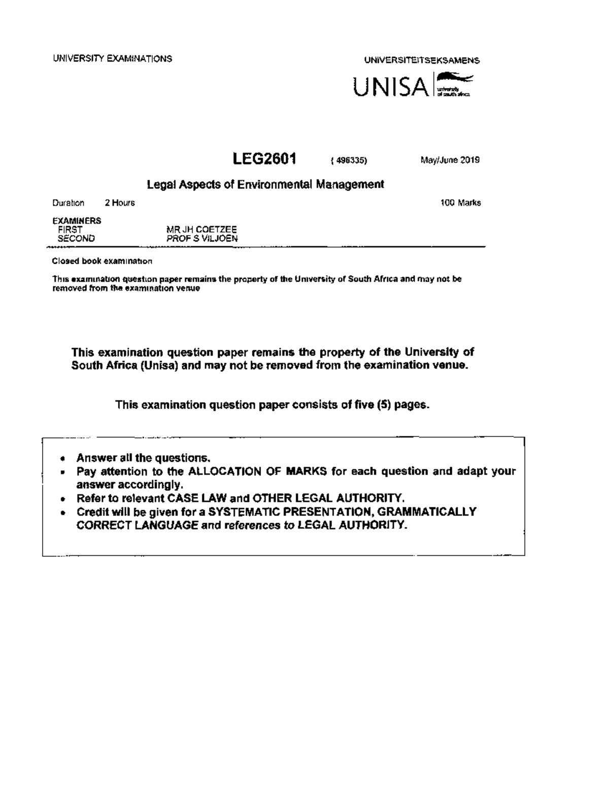 LEG2601 2019 6 E 1 - Tutorial Letter - DIPLAW 98750 - Studocu