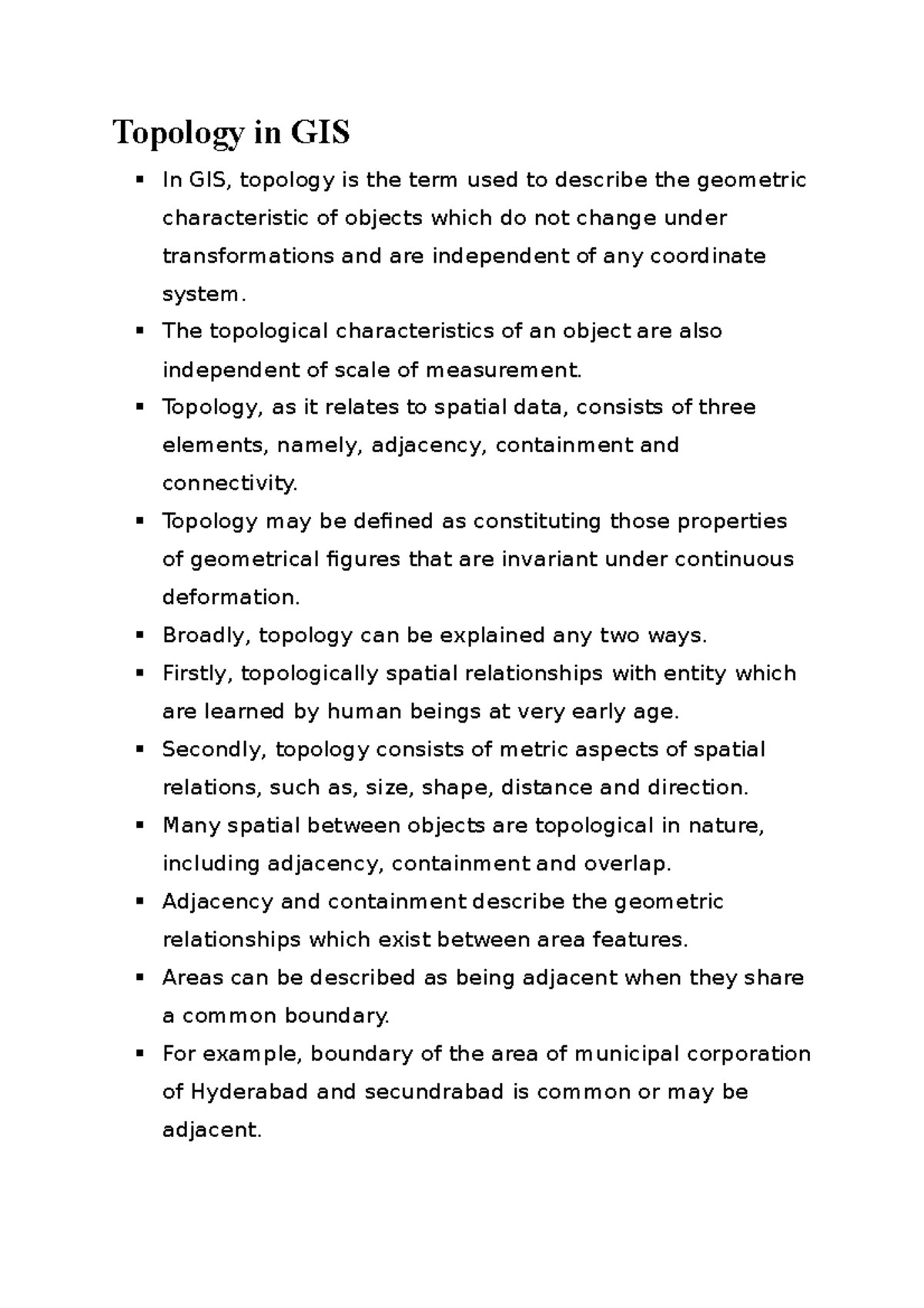 Topology in GIS - Topology in GIS In GIS, topology is the term used to ...